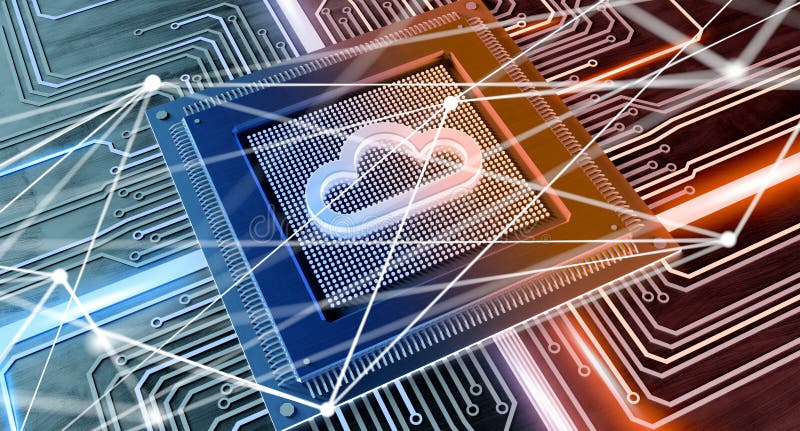 CPU Processor Chip with a Cloud and Network Connection on a Circuit ... CPU Processor Chip with a Cloud and Network Connection on a Circuit ...