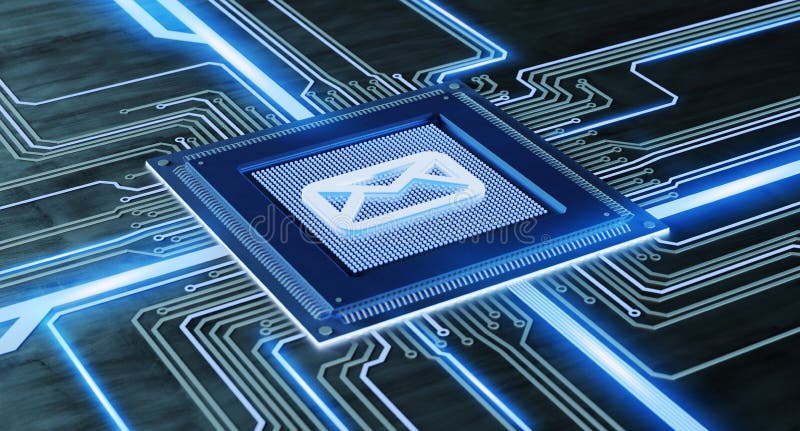 CPU Processor Chip with a Message and Network Connection on a Ci Stock ...