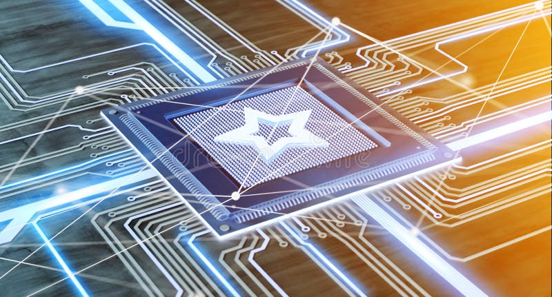 CPU Processor with a Favorite Star and Network Connection on a Circuit ...