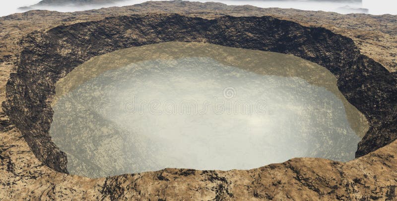 View of the Crater Filled with Water without the Sky Stock Illustration ...