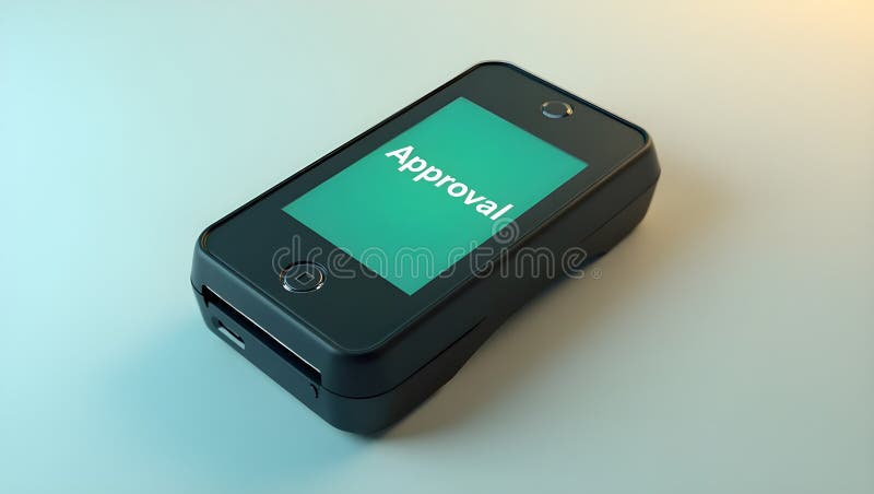 A Credit Card Reader with a Transaction Approval Message on the Screen ...