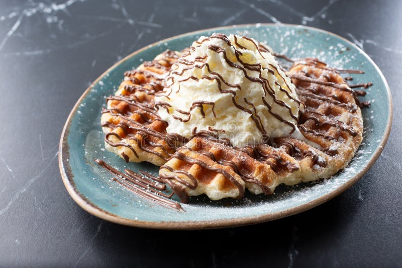 Croffle Plate, Chocolate Hazelnut Waffle Plate Stock Photo - Image of ...