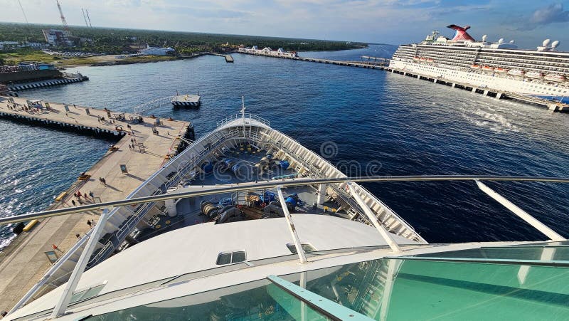 View of Cruise Ship Deck in Port of Cozumel Stock Image - Image of ...