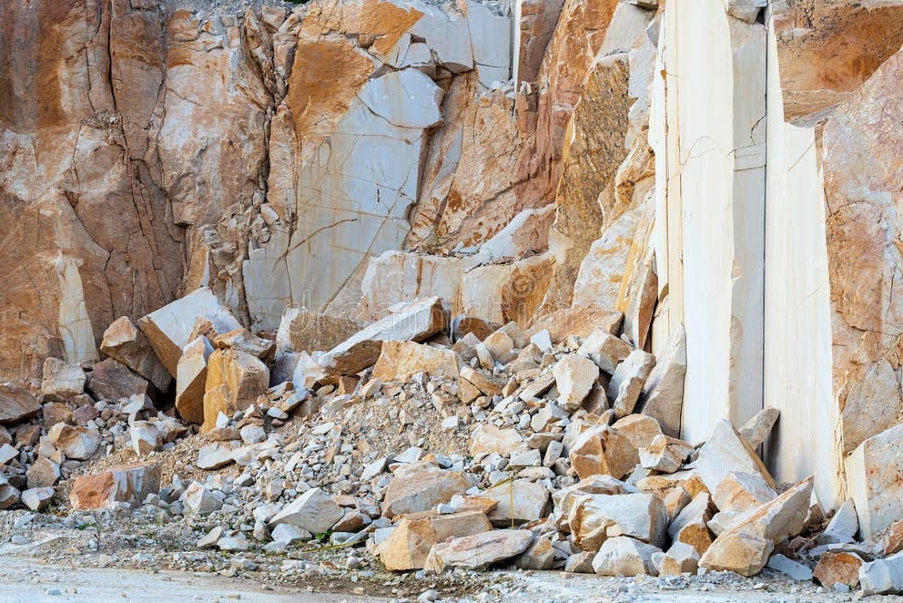 View of a Crumbling Rock, Stones Fall from a Cliff, Sandy Cliffs Stock ...
