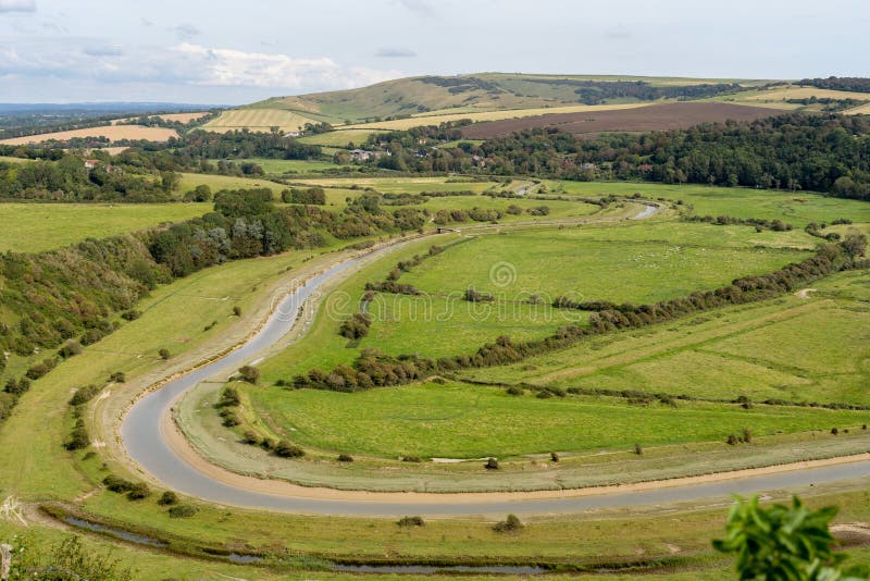 View of the Cuckmere River Valley Stock Photo - Image of high, scene ...