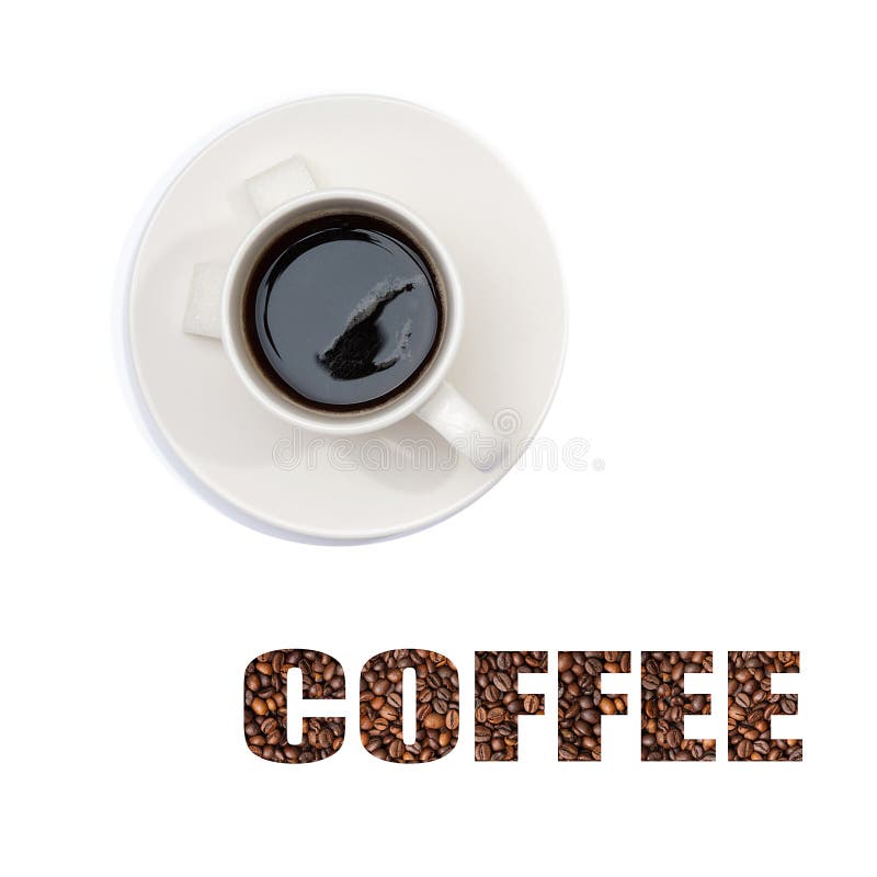 View of a Cup of Coffee on Top with Subtitles Stock Photo - Image of ...