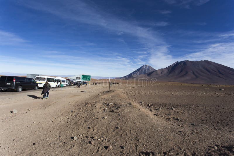 View of Custom at High Mountain Border between Chile and Bolivia ...