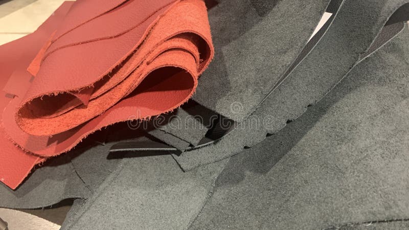 The Cut Part Leather in Red and Black Texture Stock Photo - Image of ...