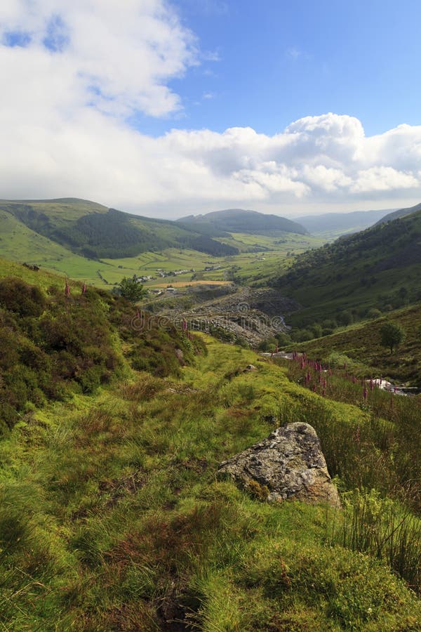 Cwm Penmachno, with Slate Quarry. Stock Image - Image of gwynedd ...