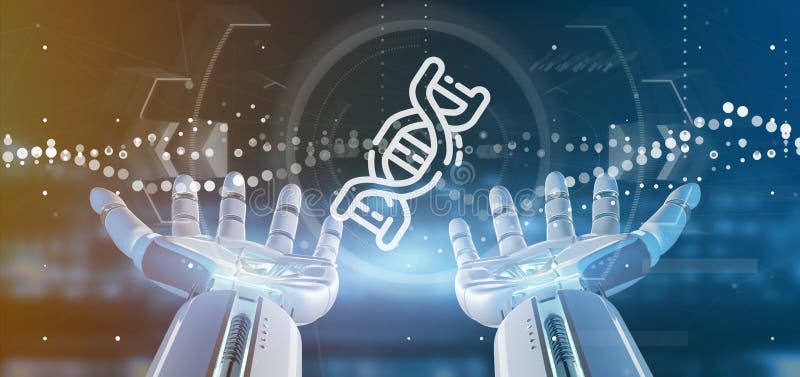 Cyborg hand holding stock photo. Image of genome, biology - 157486738