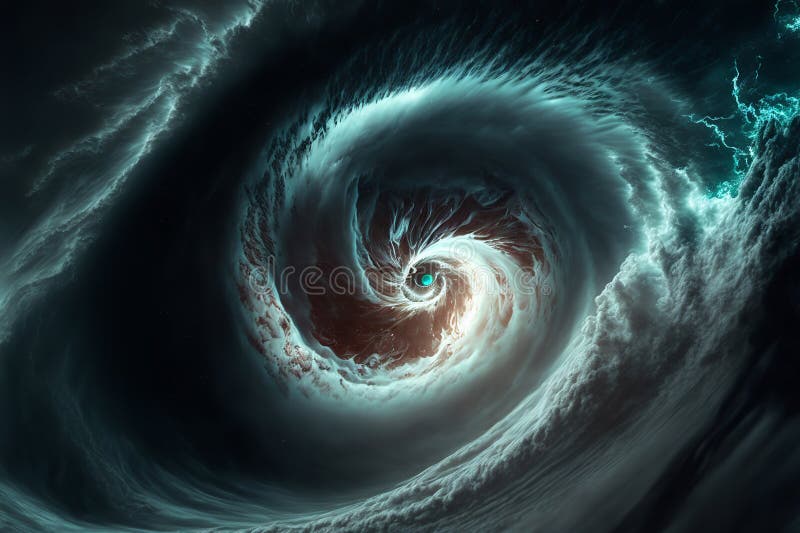View of a Cyclone Eye from Space. Giant Hurricane Background Stock ...