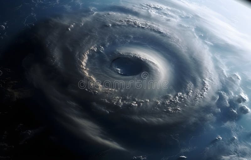 View of a Cyclone Eye from Space. Giant Hurricane Background Stock ...