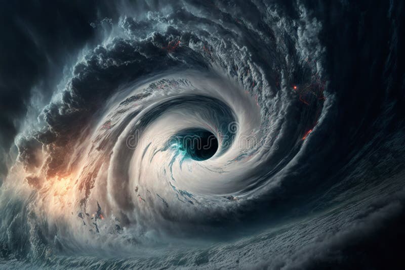 View of a Cyclone Eye from Space. Giant Hurricane Background Stock ...