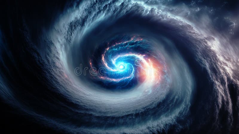 View of a Cyclone Eye from Space. Giant Hurricane Background Stock ...