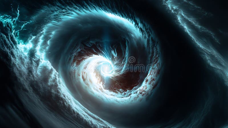 View of a Cyclone Eye from Space. Giant Hurricane Background Stock ...