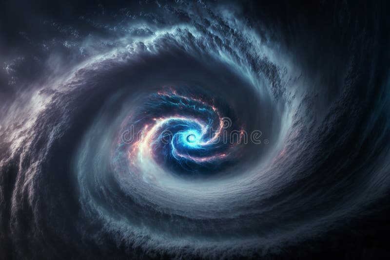 View of a Cyclone Eye from Space. Giant Hurricane Background Stock ...