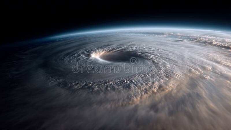 View of Cyclone from Space. Stock Illustration - Illustration of water ...