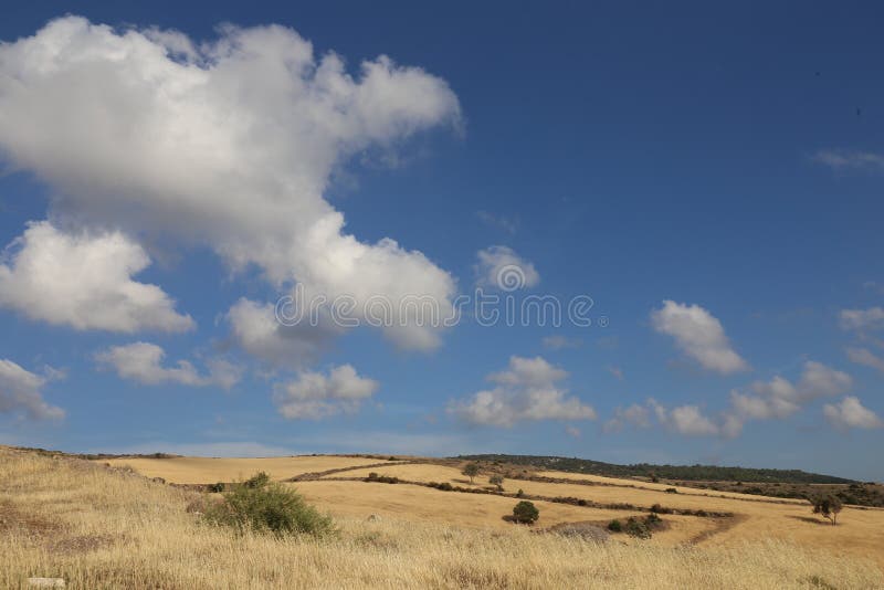 View of Cyprus Mountains and Beautiful Sunny Sky with Clouds Stock ...