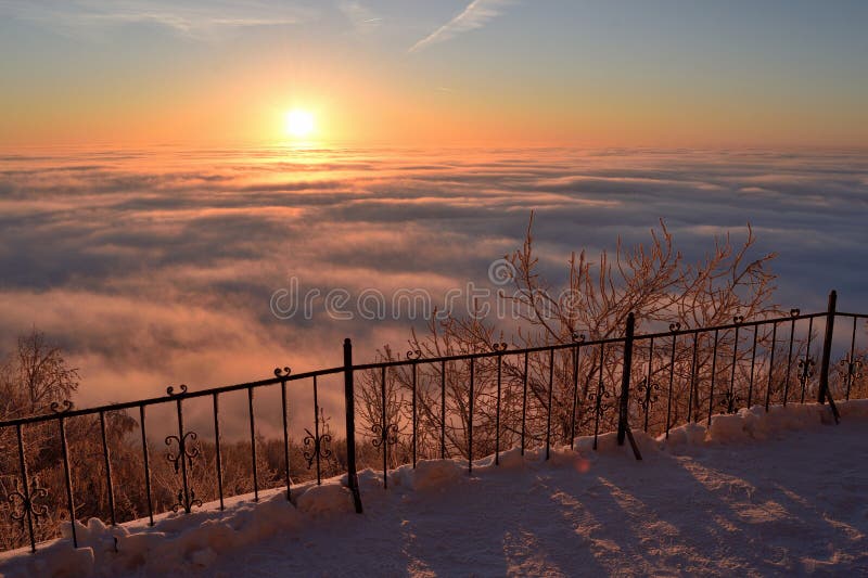 View of Czech Cloud Inversion and Sunrise Above Fog Stock Image - Image ...