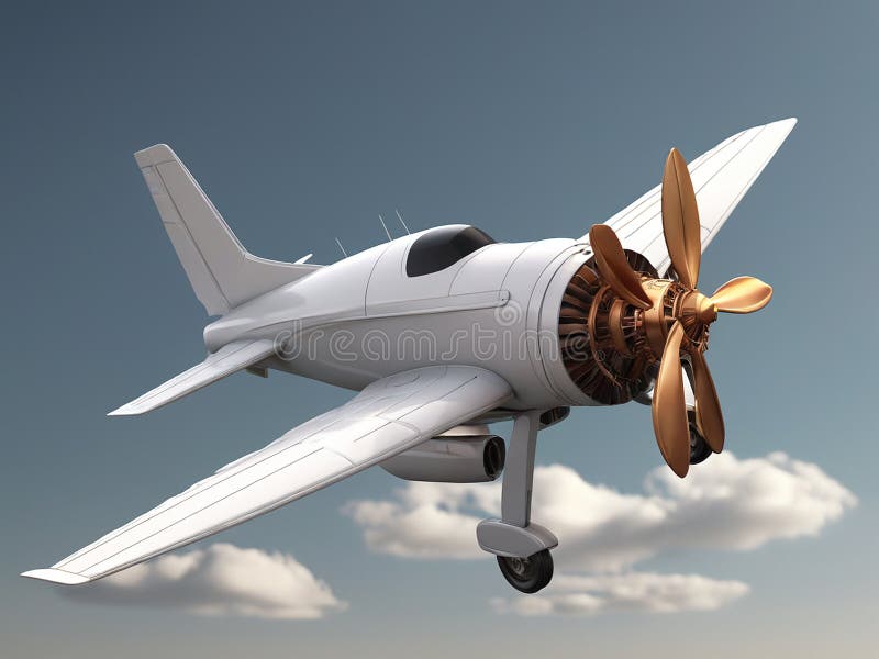 View of 3d Airplane with Wings and Engine -generated by Ai Stock ...