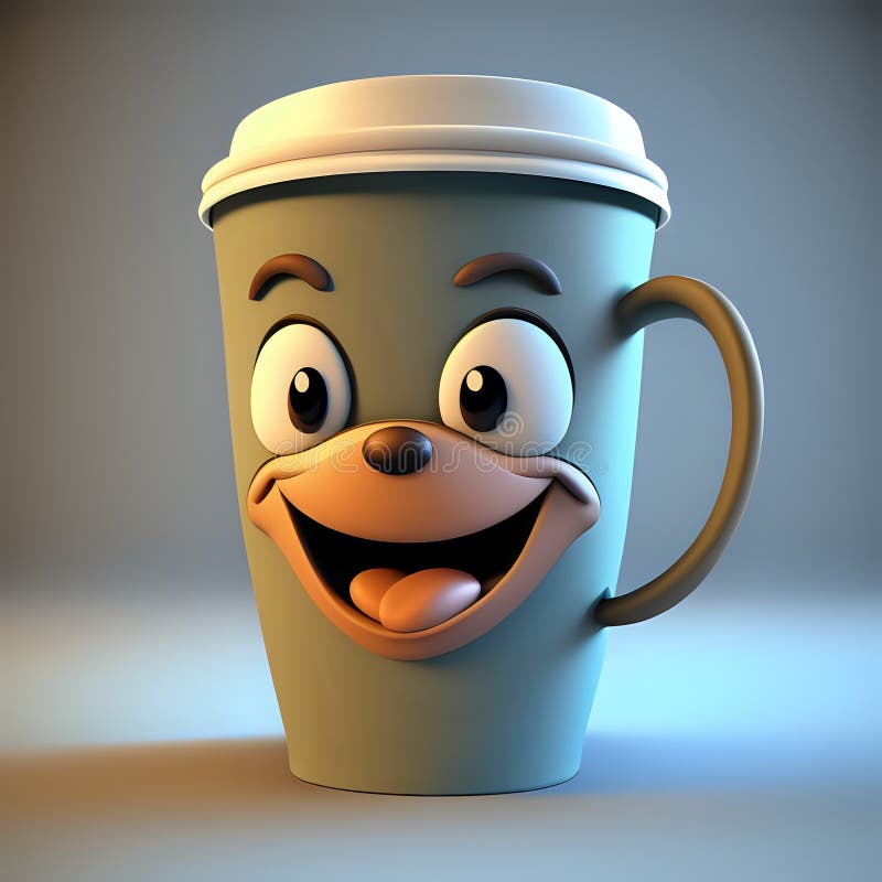 View of 3d Cartoon Animated Coffee Cup - Generated by Ai Stock ...