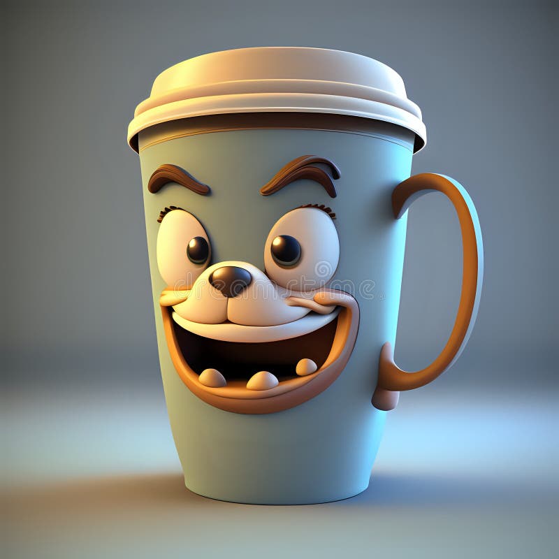 View of 3d Cartoon Animated Coffee Cup - Generated by Ai Stock ...
