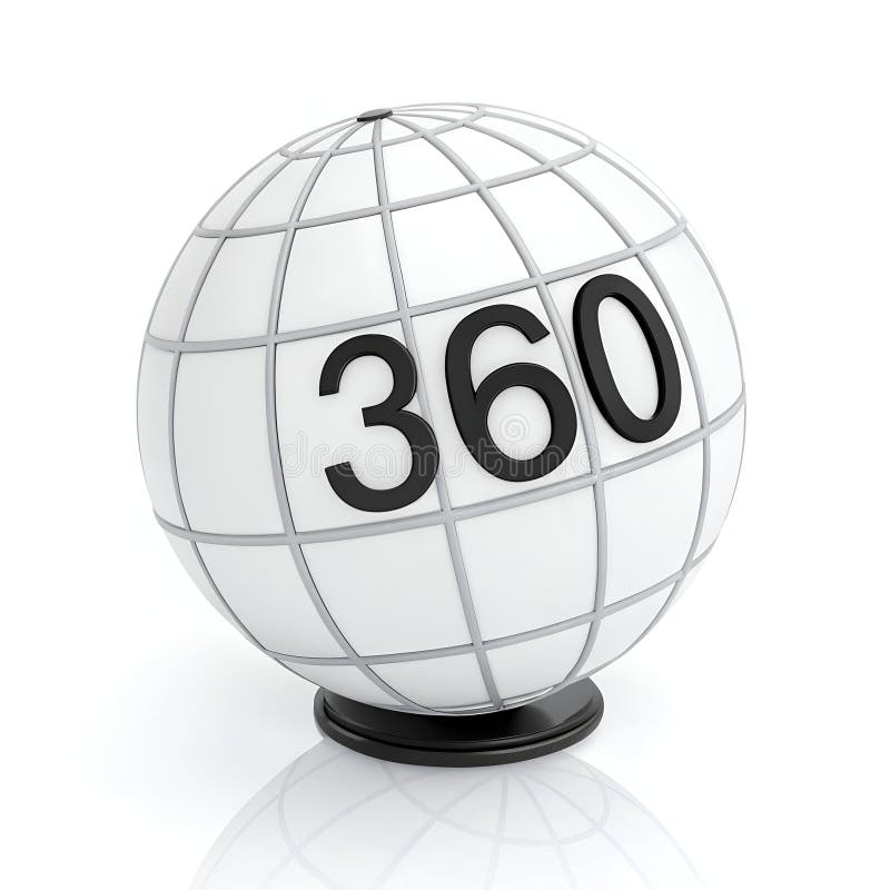 360 View 3D Icon, Panoramic Perspective Symbol Isolated on White ...
