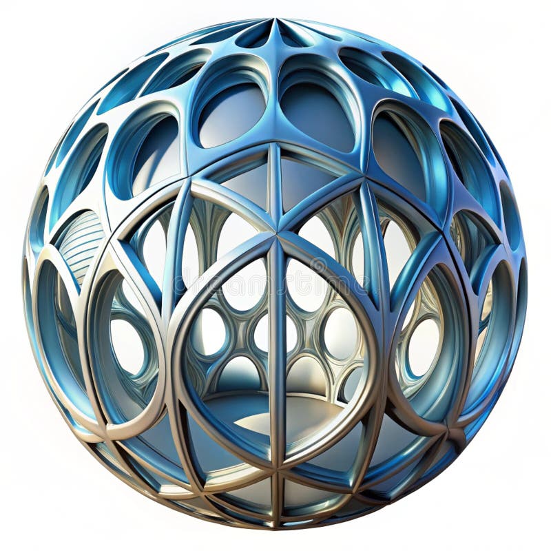 View of 3D Modern Sphere with Arches Stock Illustration - Illustration ...