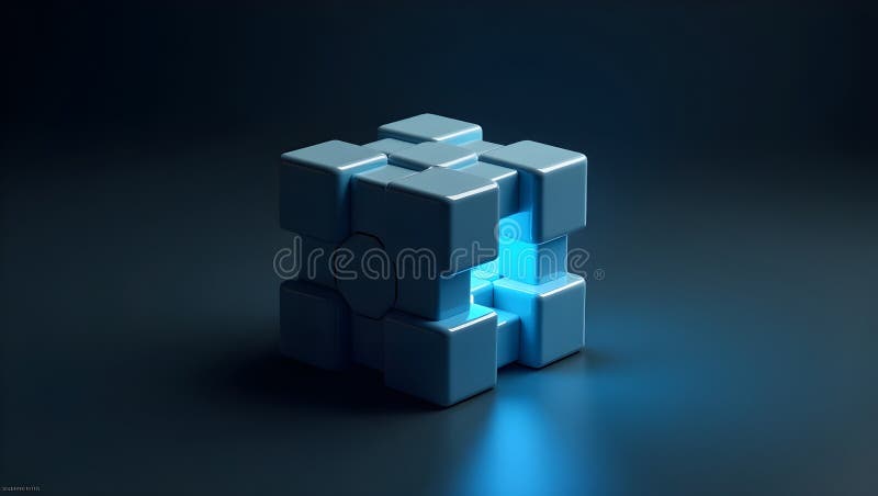 A 3D Puzzle Cube with One Piece Glowing, Symbolizing Problem-solving ...