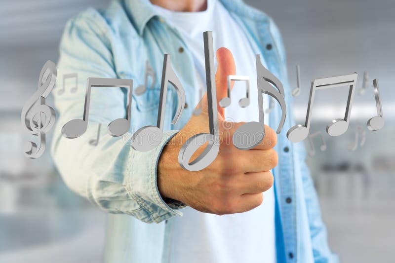 3d Render Music Notes on a Futuristic Interface Stock Photo - Image of ...