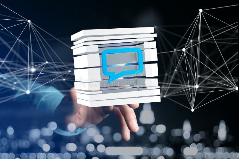 3D Rendering Blue Email Symbol Displayed in a Sliced Cube Stock Photo ...