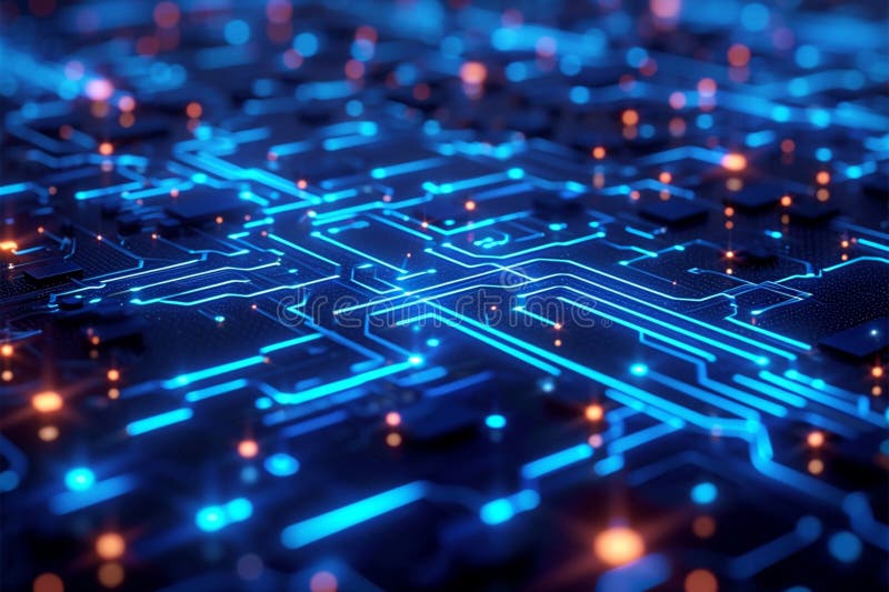 View 3D Rendering, Abstract Blue Technology, Circuit Board Background ...