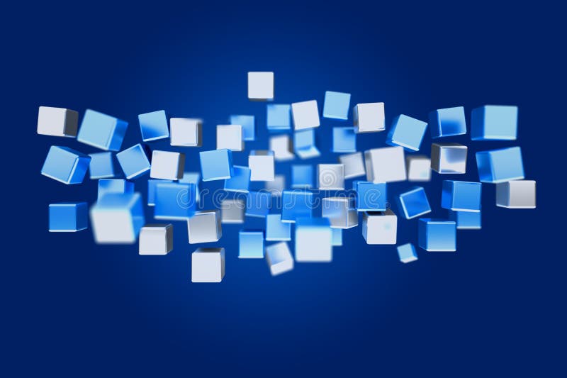 3d Rendering Blue and White Cube on a Color Background Stock ...