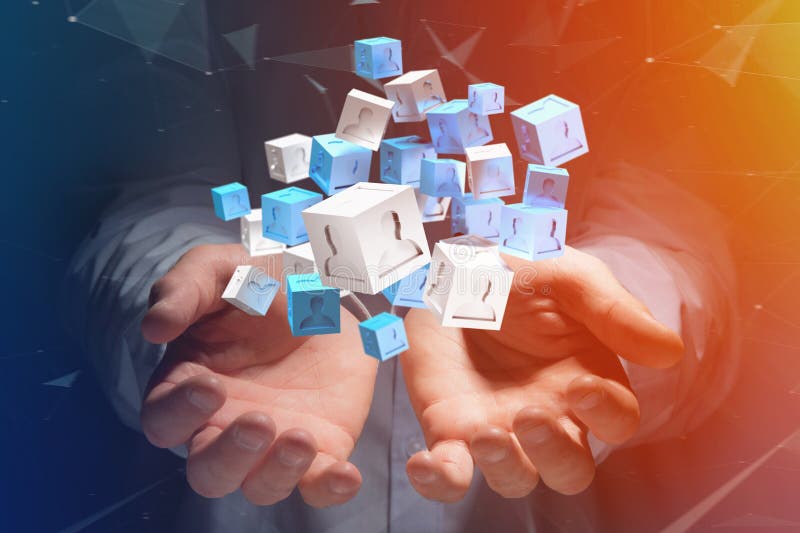 3d Rendering Blue and White Cube on a Futuristic Interface Stock Image ...