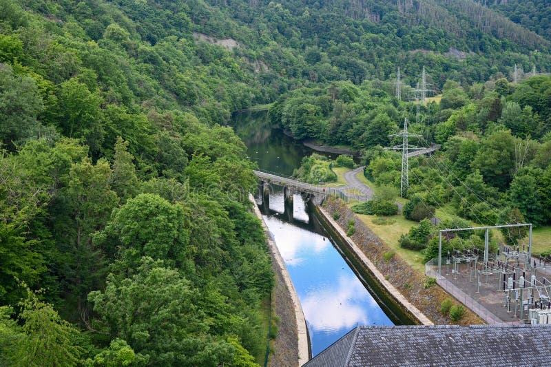 View from the Dam on the River Eder Stock Photo - Image of wall ...