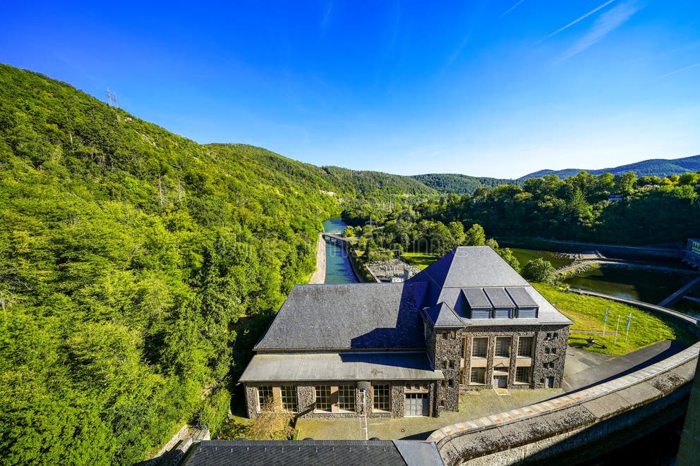 View of the Dam Wall at Edersee. Stock Image - Image of valley, edersee ...