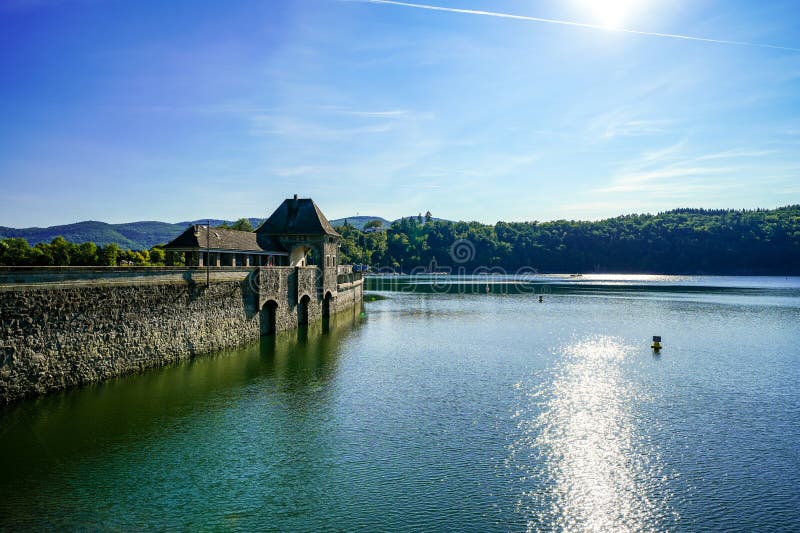 View of the Dam Wall at Edersee. Stock Photo - Image of edertal, travel ...