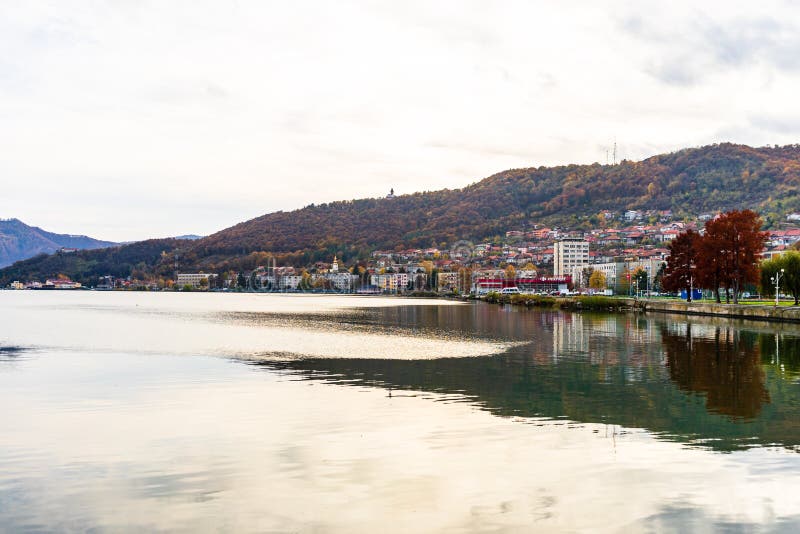 View of Danube River and Orsova City, Waterfront View. Orsova, Romania ...