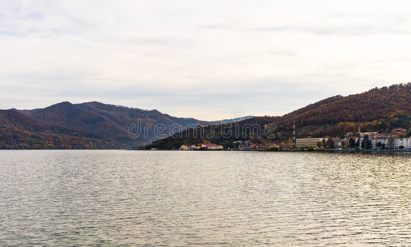 View of Danube River and Orsova City, Waterfront View. Orsova, Romania ...