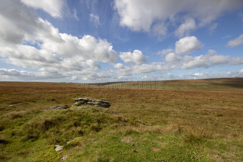 View of Dartmoor from Lower White Tor Stock Image - Image of clouds ...