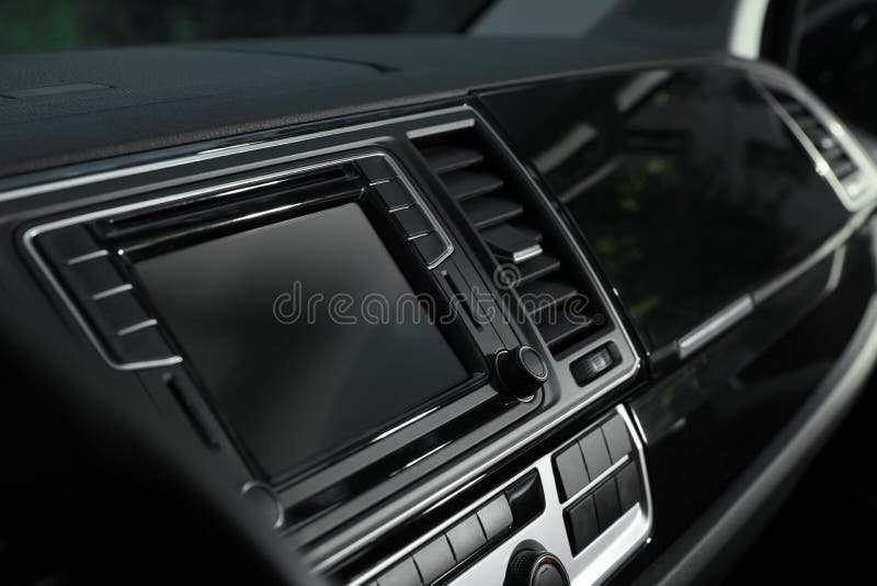 View of Dashboard with Navigation System in Modern Car Stock Image ...