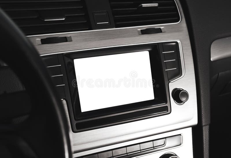 View of Dashboard with Navigation System in Modern Car Stock Photo ...