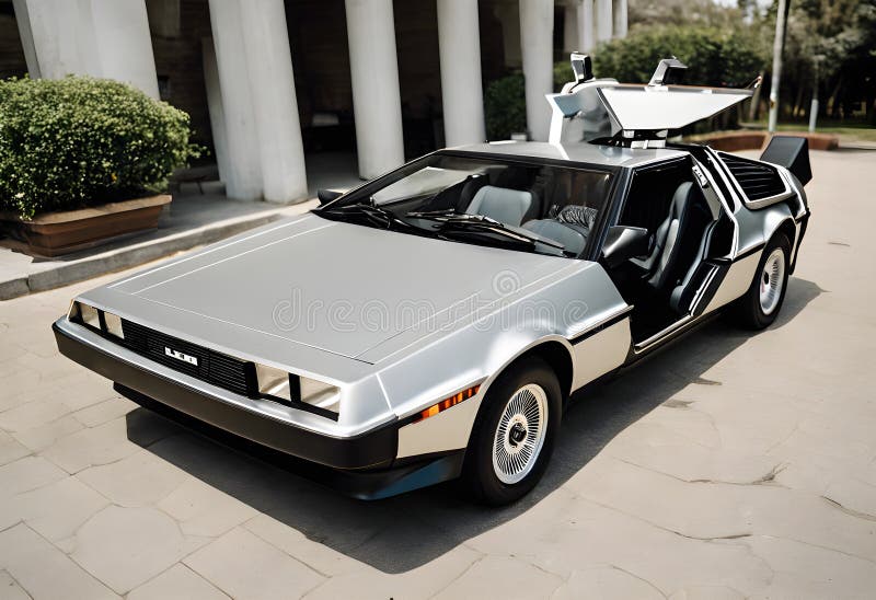 A view of a De Lorean car stock illustration. Illustration of type ...