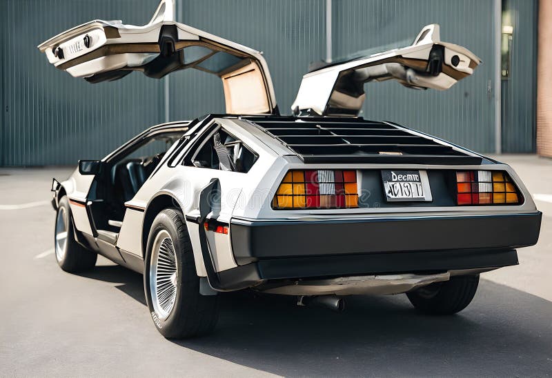 A view of a De Lorean car stock illustration. Illustration of generated ...