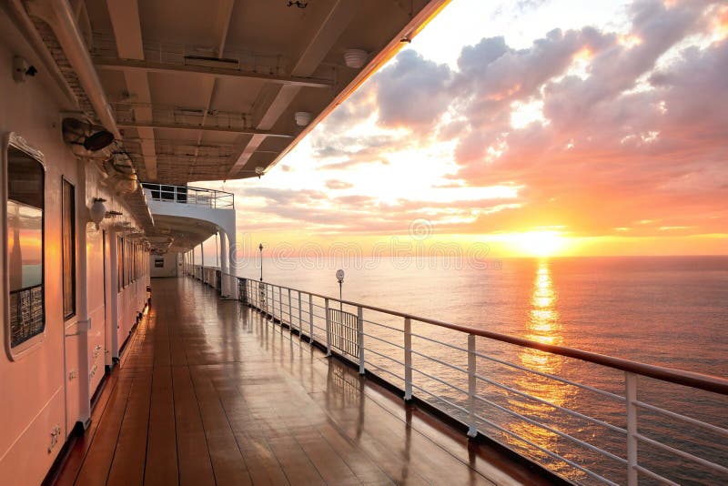 View from Deck of Cruise Ship. Beautiful Sunrise Under Water Stock ...