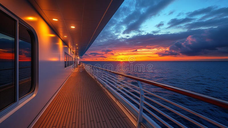 View from the Deck of a Luxury Cruise Ship at Sunset Stock Image ...