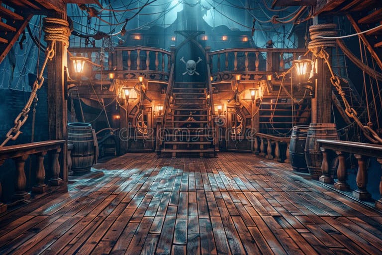 A View from the Deck of a Pirate Ship Stock Illustration - Illustration ...