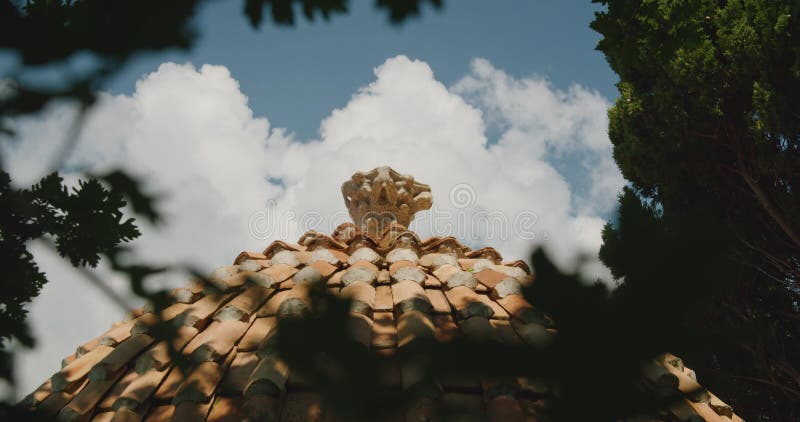View of the Decorative Rooftop of an Ancient Structure Against a ...