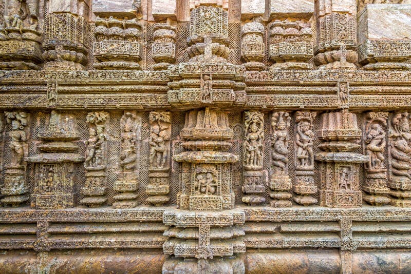 View at the Decorative Stone Relief in Konark Sun Temple Complex ...