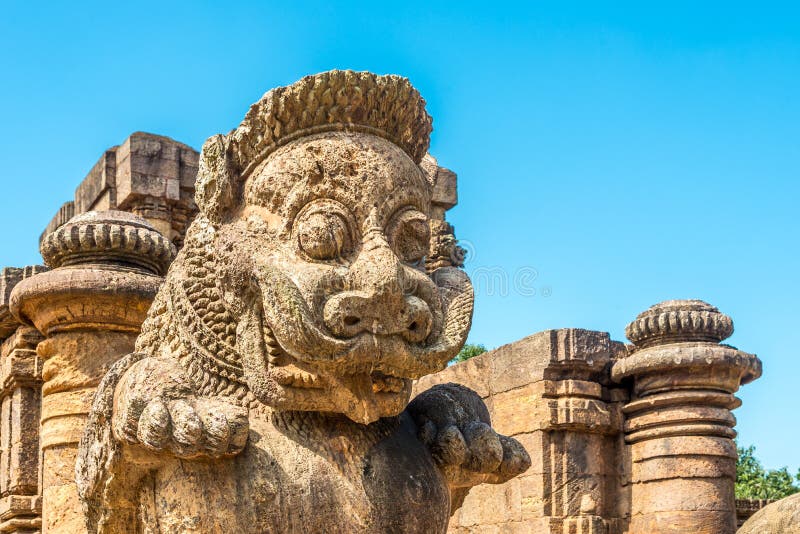 View at the Decorative Stone Relief in Konark Sun Temple Complex ...
